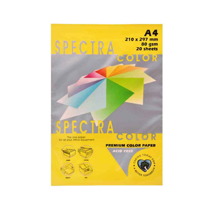 Colour Paper Ref IT210 A4 Lemon, 80gsm [Pk 20] Spectra Colour - MyAcademia