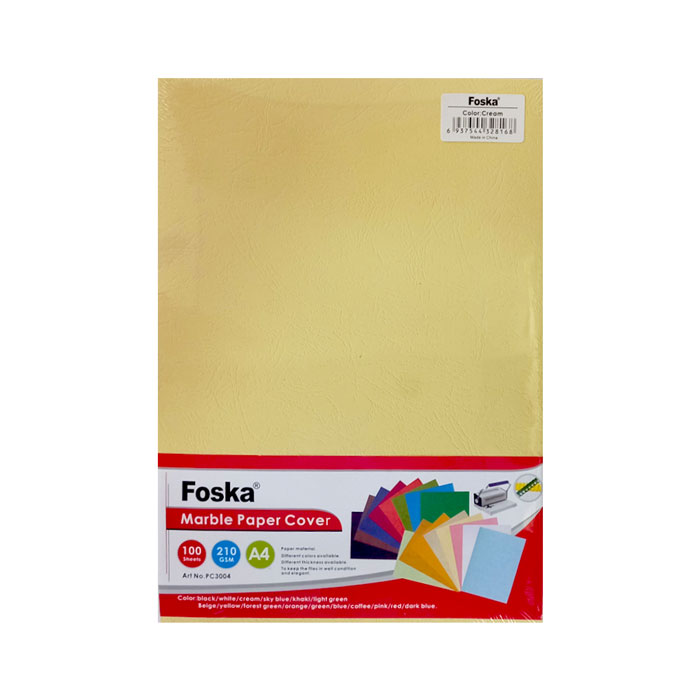 Binding Cover Paper Board Strata C4 A4 Cream, 210gsm [Pk 100] Foska ...