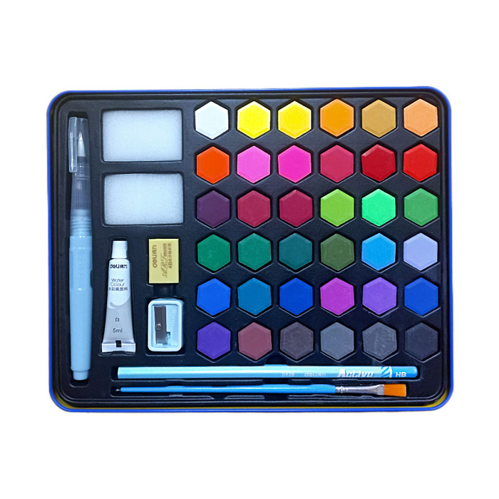 Water Colour Ref 73936-36 Metal Box, 36 Colours Deli – MyAcademia