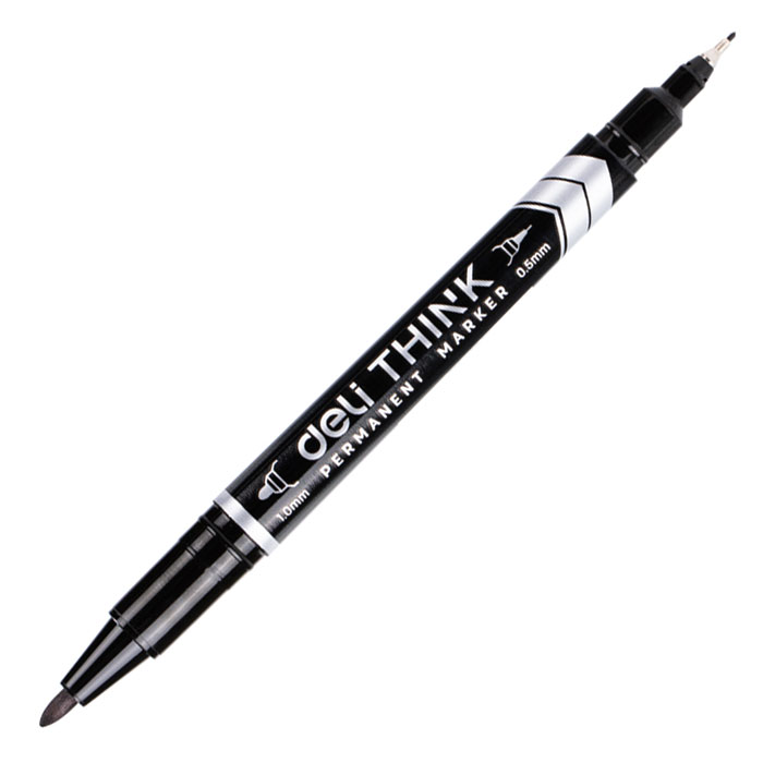 Marker Twin Name Pen Ref EU211-BK Two Tips:1.0mm/0.5mm, Black Deli ...