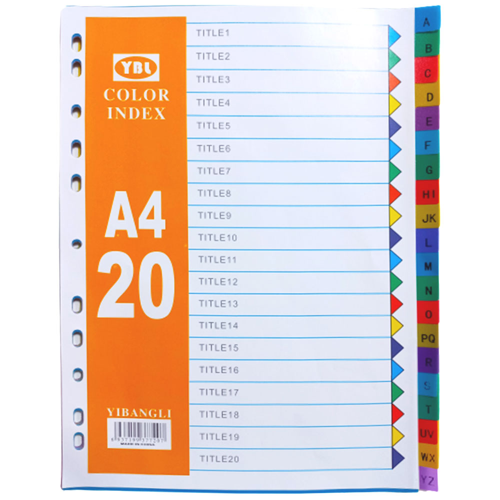 Index Card PVC A4 , 20 Colours Tab, A-Z Yibangli - MyAcademia