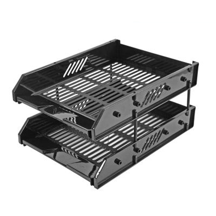 File Tray Plastic Ref BS817 2 Layer, Black Foska - MyAcademia