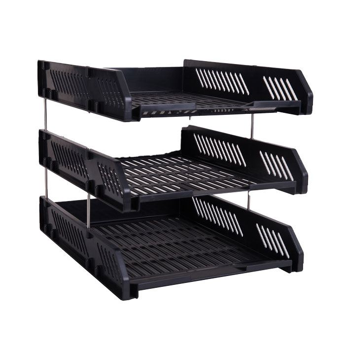 File Tray Plastic Ref 9209 3 Level, Black Deli - MyAcademia