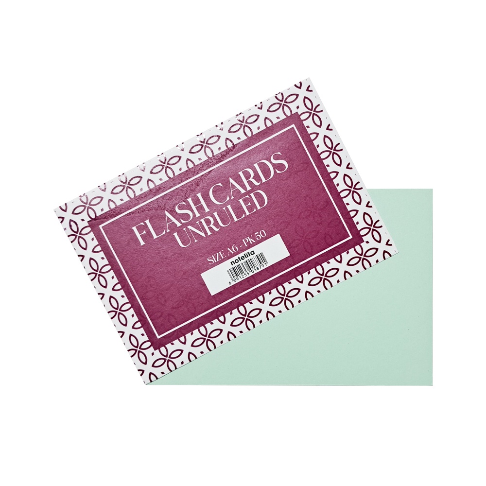 Flash Cards A6 Unruled [Pk 50] Notelita - MyAcademia