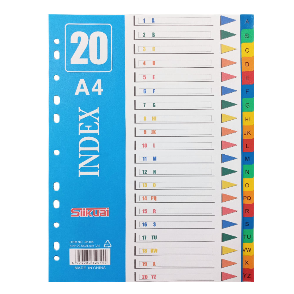 Index Card PVC Ref SK105 A4, A-Z Alphabetical CKC - MyAcademia