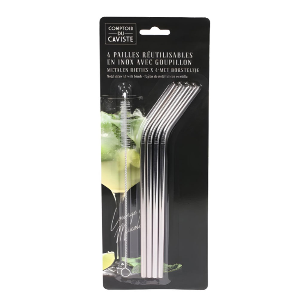 Straw Inox Ref KV7297 4pcs ,25cm with brush Cook Concept - MyAcademia